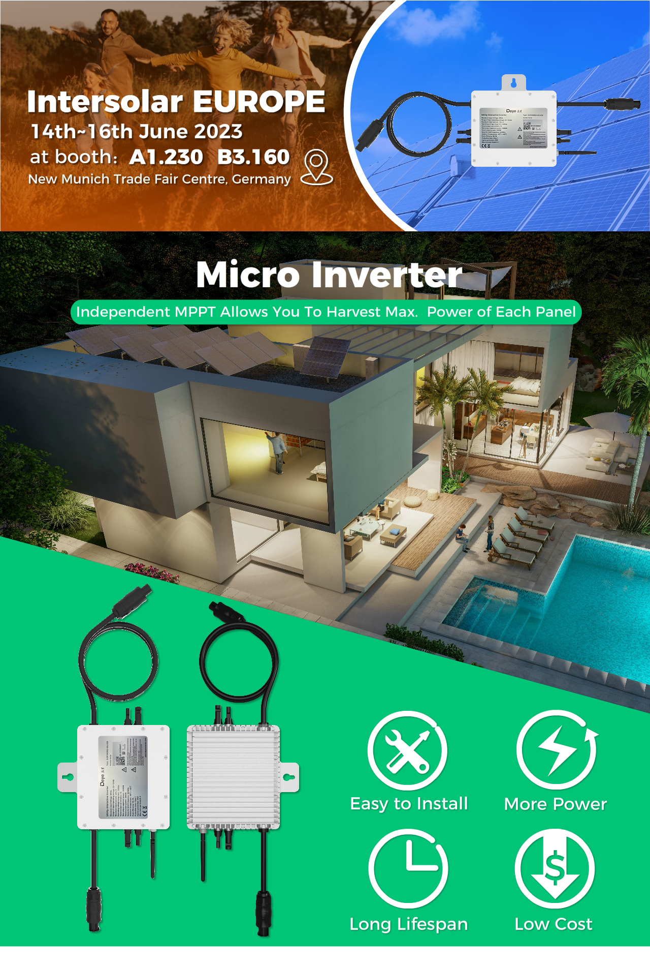 Factory Direct: Deye Micro Inverter 2-in-1 SUN1000G3 -EU-230 With 2MPPT ...